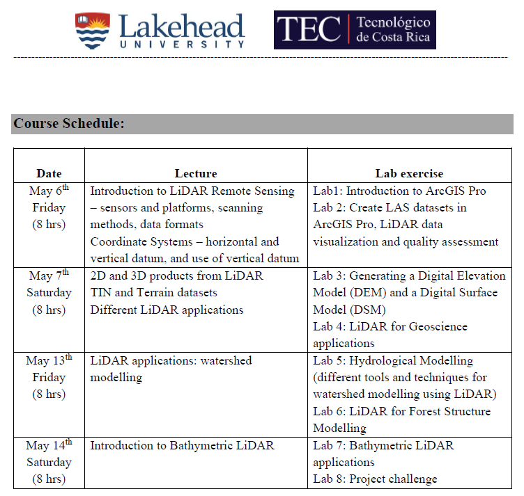 Short Course (2) – Lakehead Applied Geomatics Research Laboratory